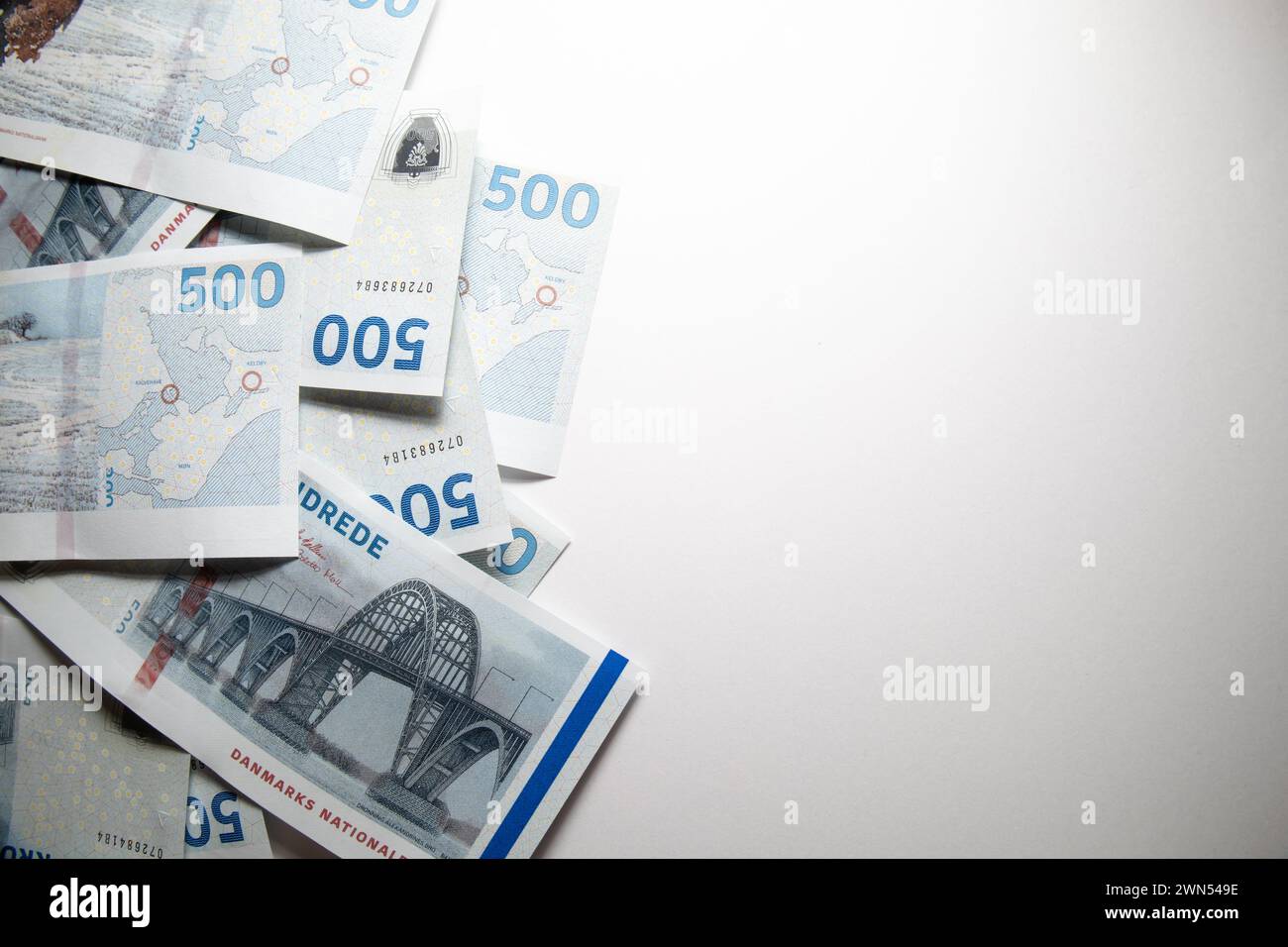 Money of Denmark. Danish kroner bills. DKK banknotes. 500 kroner ...