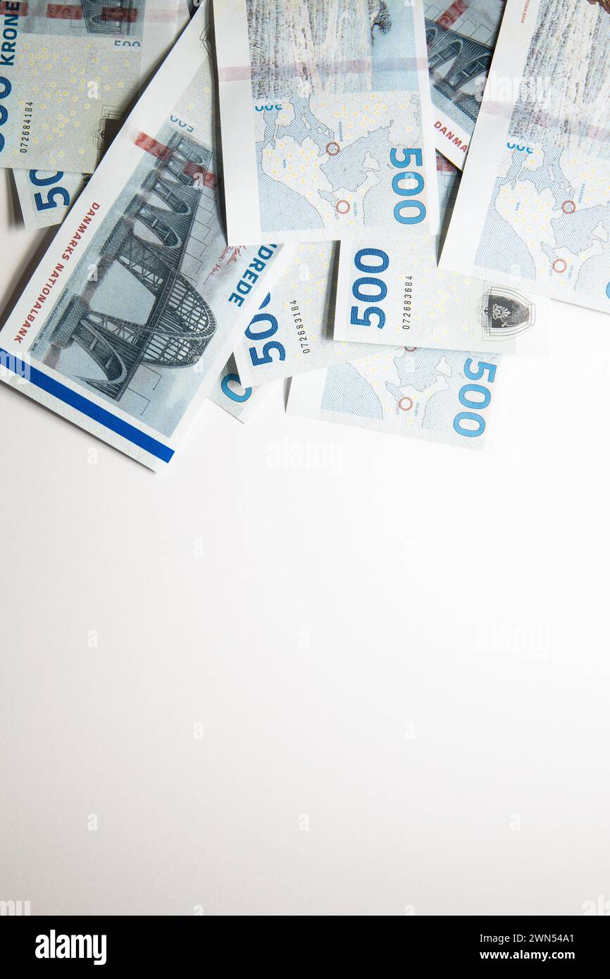 Money of Denmark. Danish kroner bills. DKK banknotes. 500 kroner ...