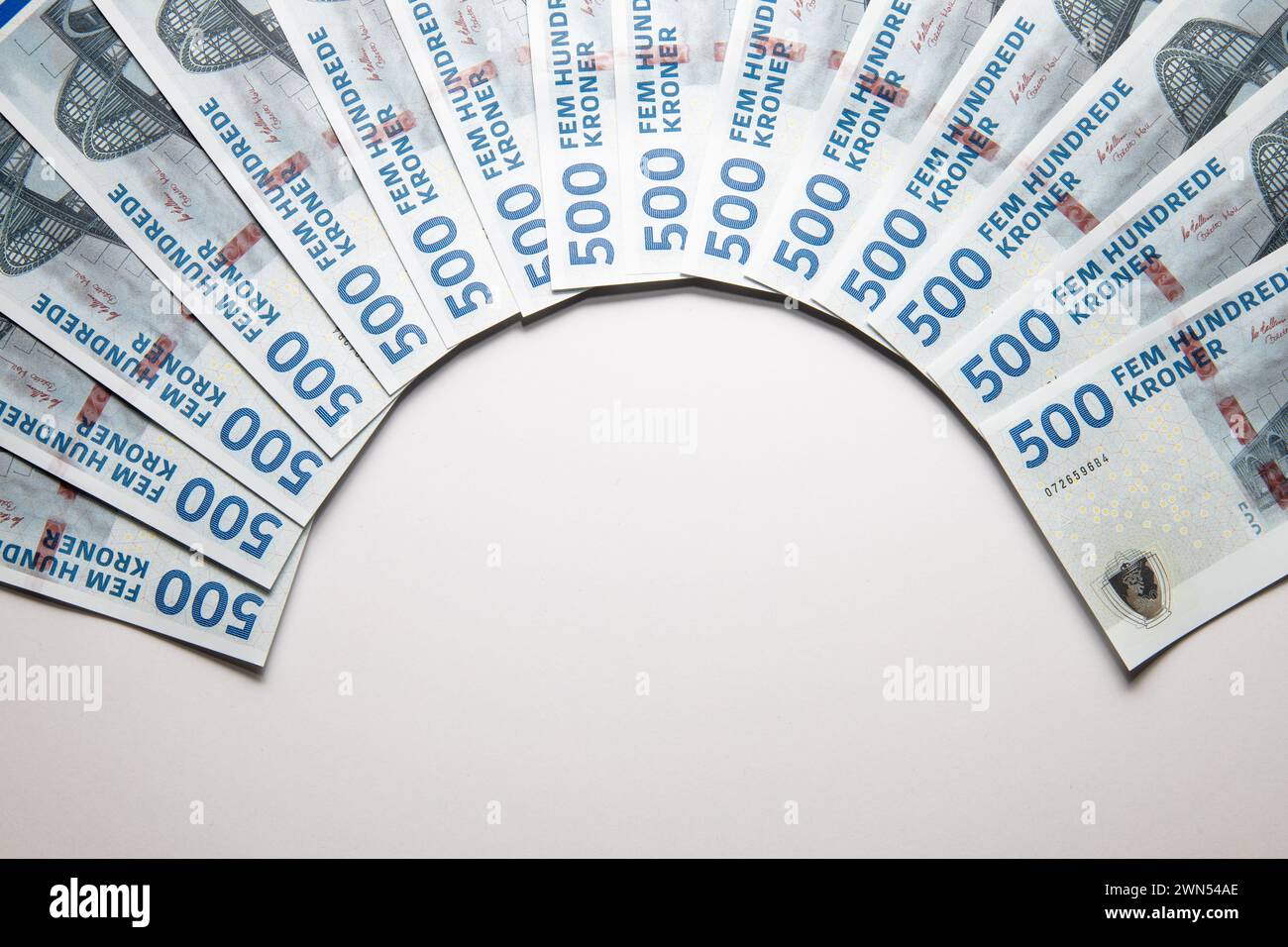 Money of Denmark. Danish kroner bills. DKK banknotes. 500 kroner ...