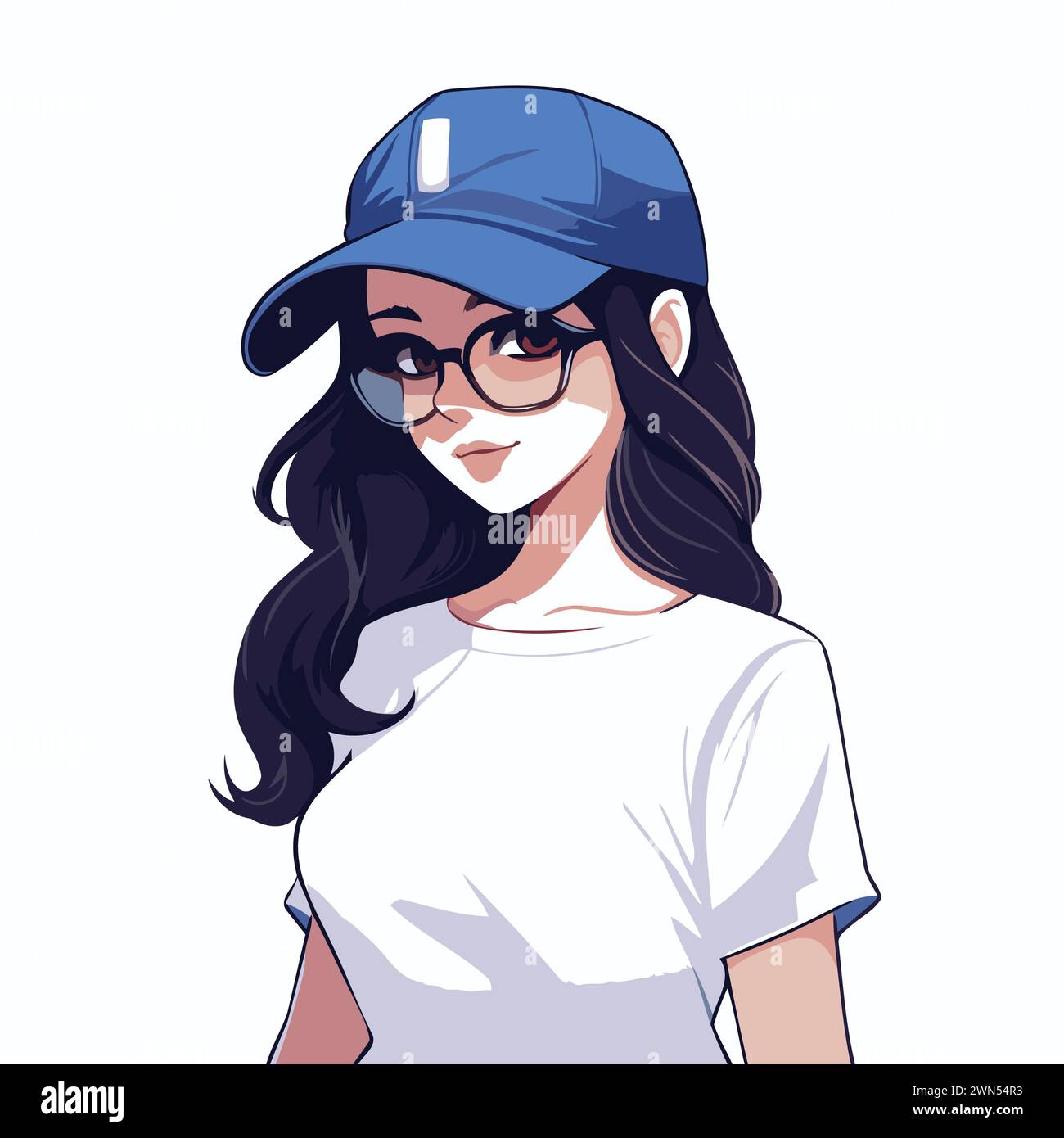 Girl in cap and glasses Stock Vector Images - Alamy