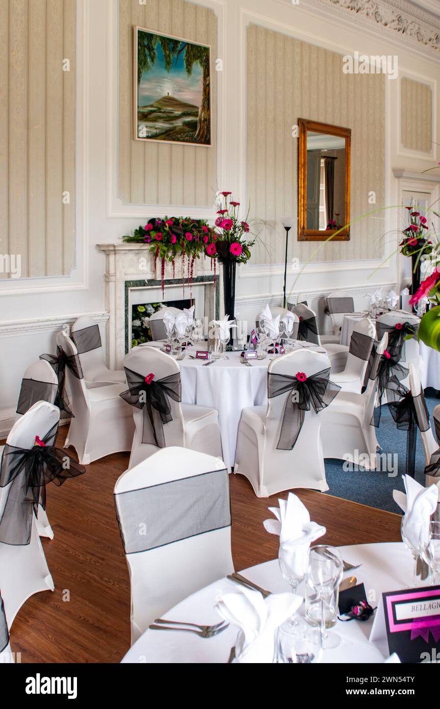 Event room with tables and chairs Stock Photo - Alamy