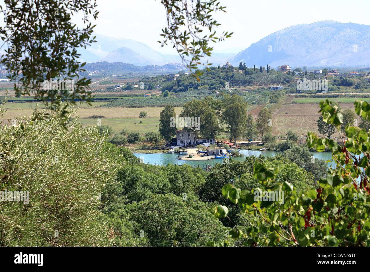 the Shore of Lake Butrint lagoon in Butrint National Park, Albania ...