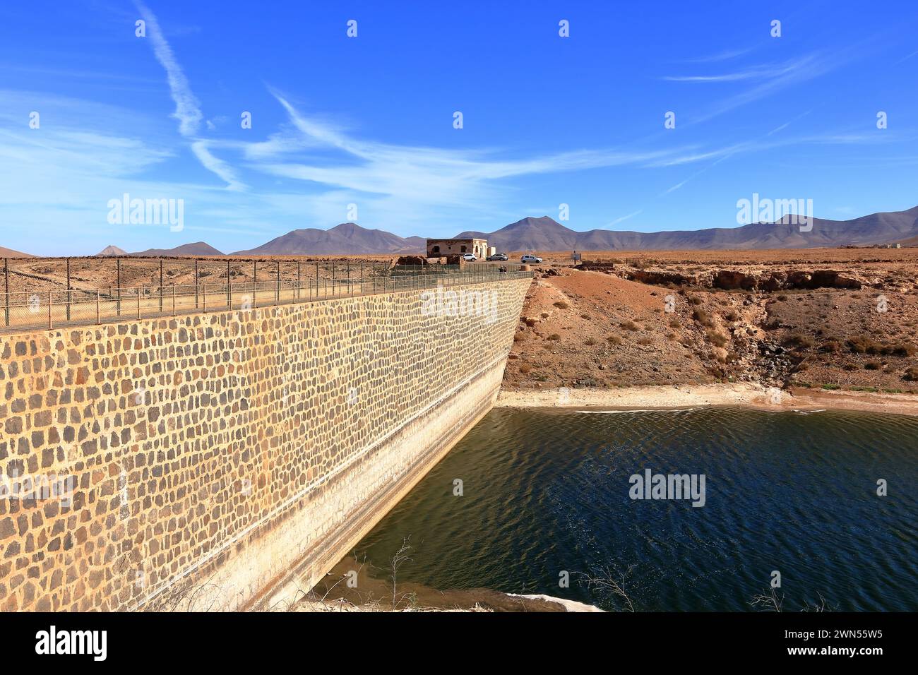Embalse de los Molinos, Fuerteventura, Canary Islands: dam wall of the ...