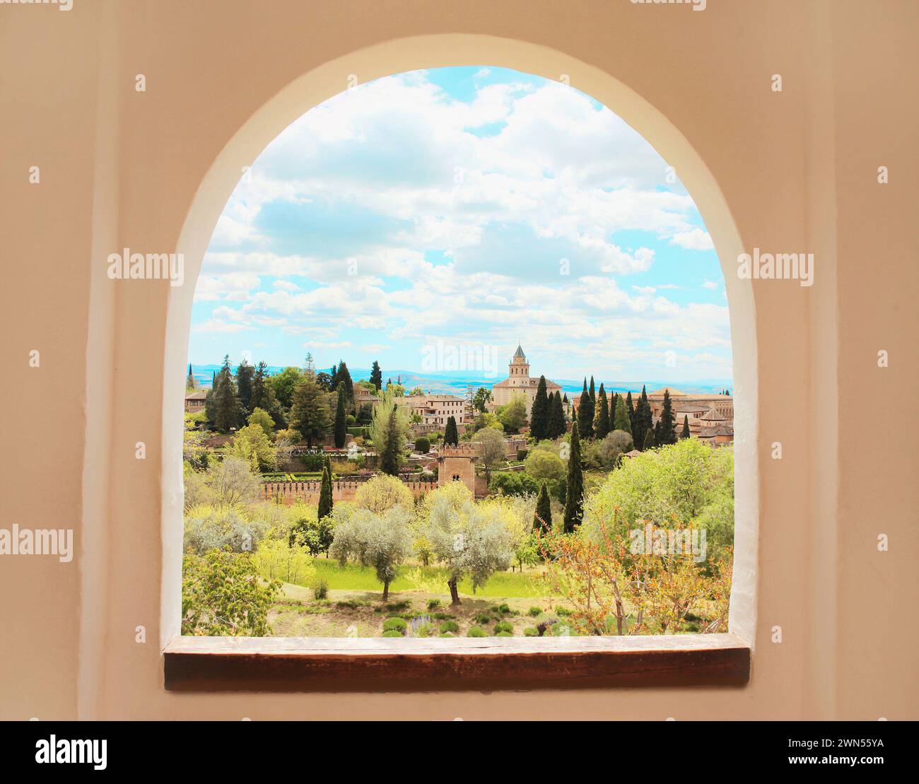 Alhambra, Granada, Andalusia, Spain. Palace and fortress complex. View ...