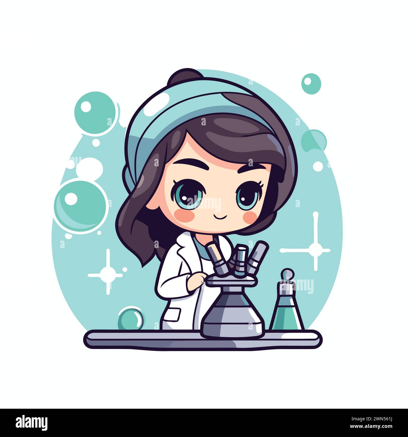 Woman microscope laboratory Cut Out Stock Images & Pictures - Alamy
