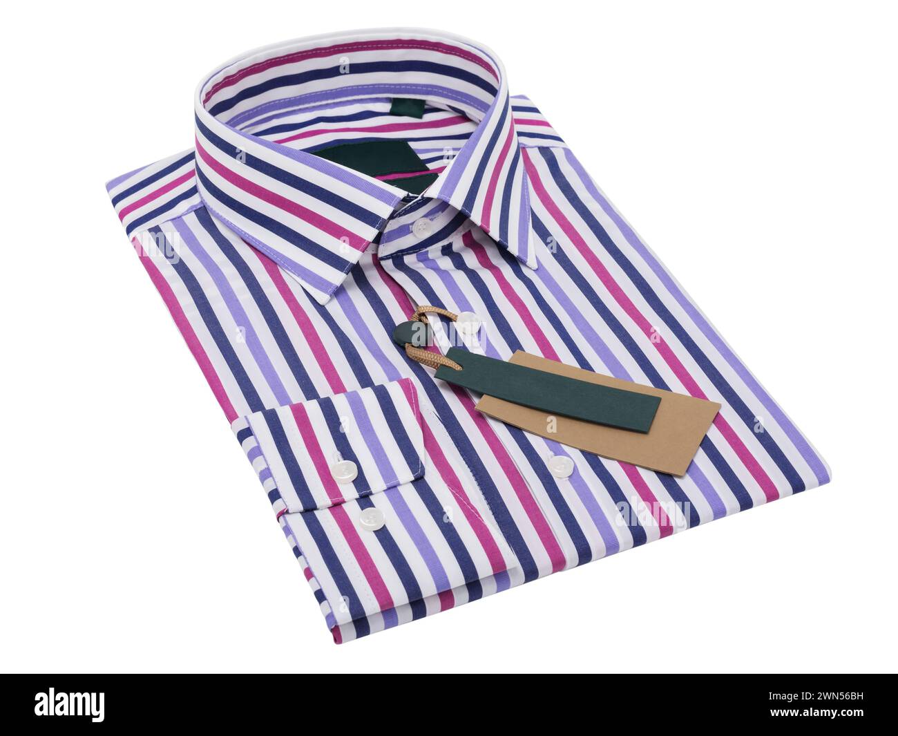 Multicolored striped folded men's shirt with long sleeves and buttons ...