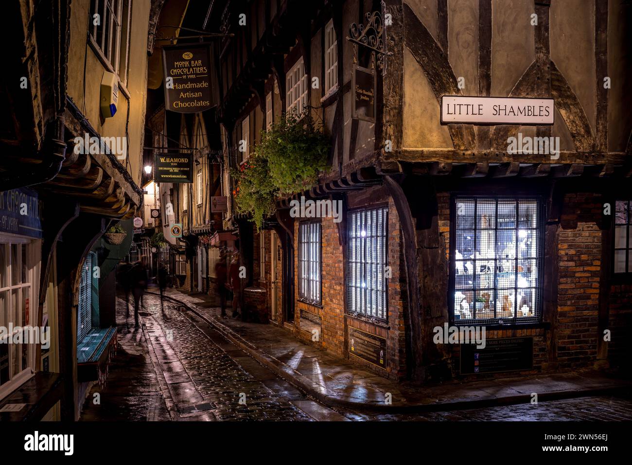 The Shambles at night in York, England Stock Photo - Alamy