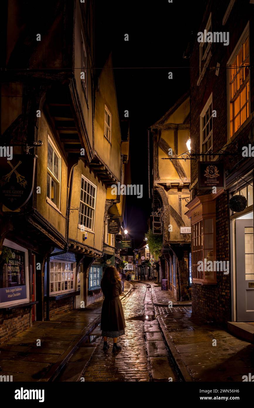 The Shambles at night in York, England Stock Photo - Alamy