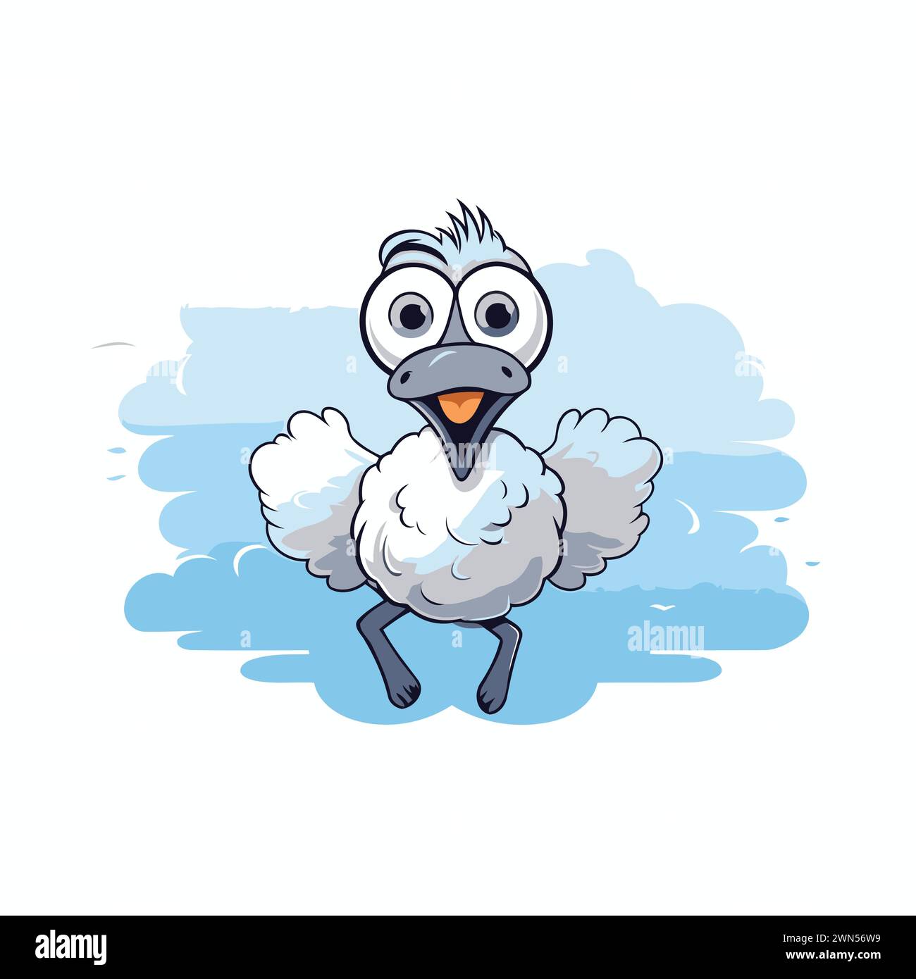 Cute cartoon chicken running on a white background. Vector illustration ...
