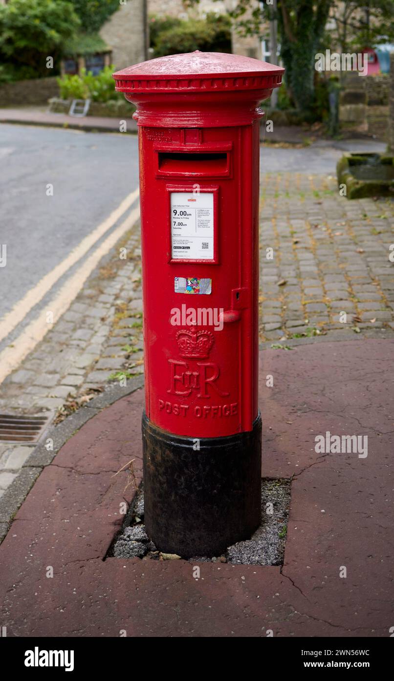Clean, red post office pillar letter box in Foulridge, Lancashire Stock ...