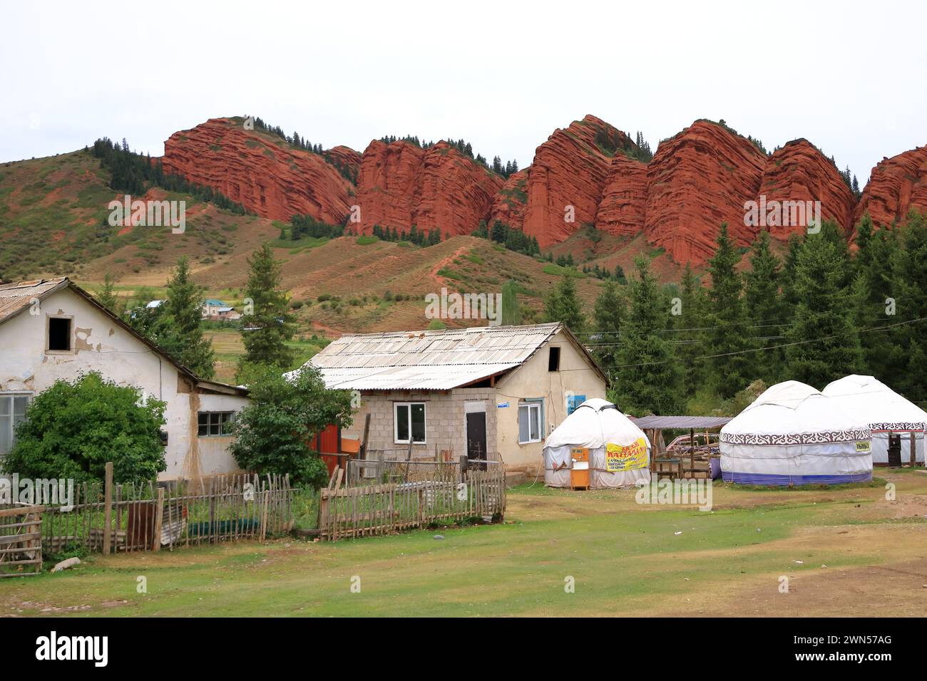 Famous clay rocks of seven bulls and forest in Jety-Oguz Gorge ...
