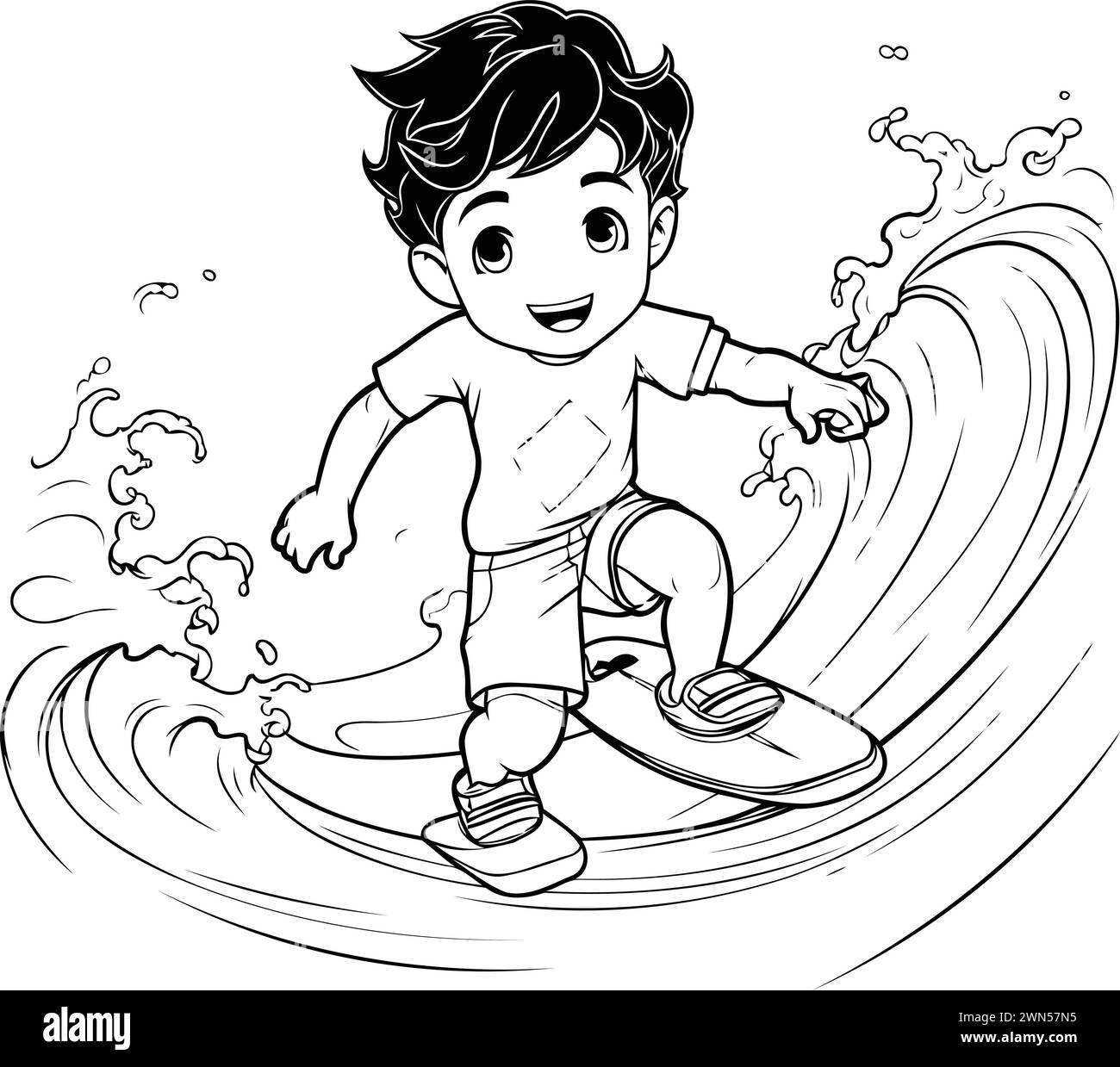 Surfing illustration book Black and White Stock Photos & Images - Alamy