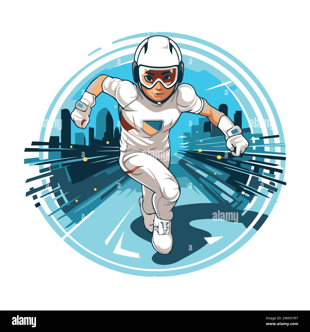 Cricket player running with ball and helmet. Vector illustration Stock ...