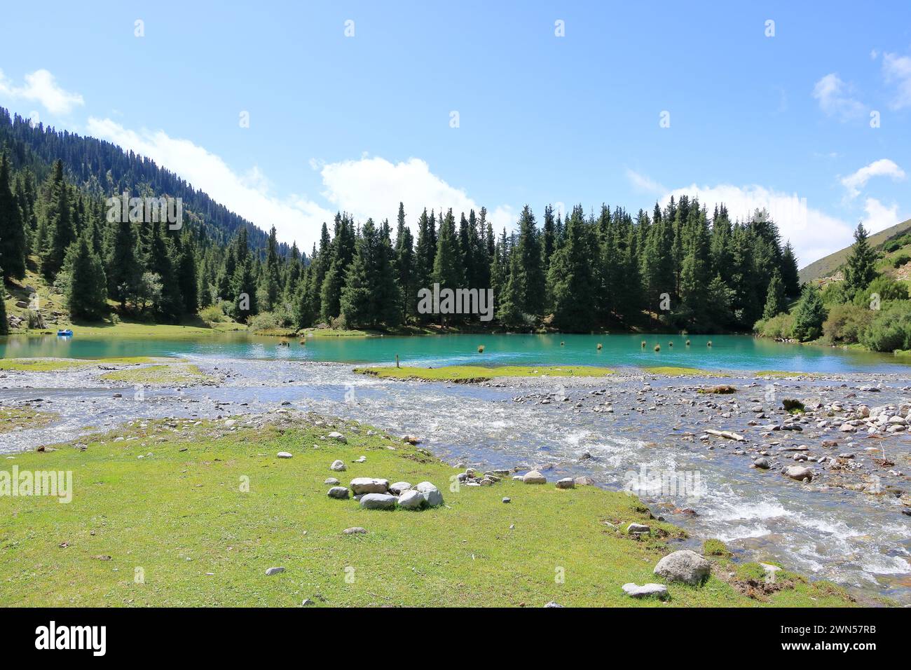 Suttuu Bulak mountain lake in kyrchyn gorge in the north of Kyrgyzstan ...