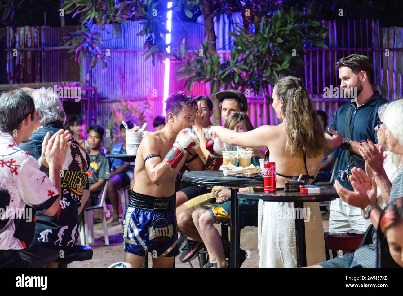 Koh Chang, Thailand. 24th Feb, 2024. A boxer is seen outside of the ...