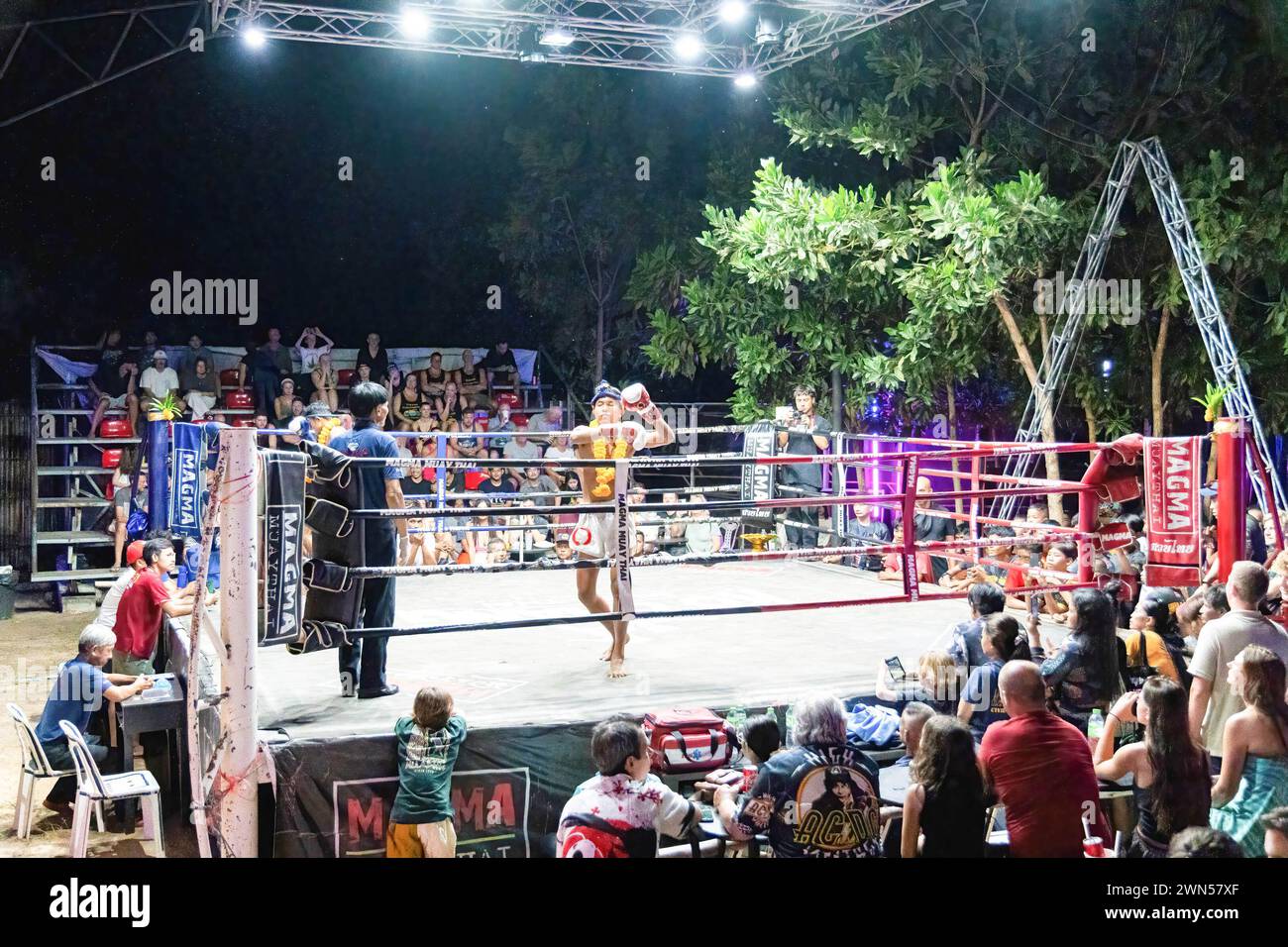 Koh Chang, Thailand. 24th Feb, 2024. Boxer Petch Morakot pays respect ...
