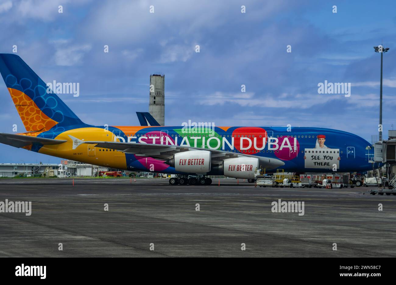 March 2023 - Emirates special Airbus A380, with the Destination Dubai ...