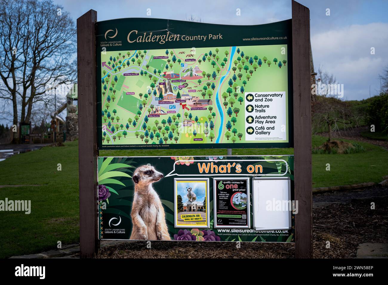 Caldergeln Country Park information sign Stock Photo - Alamy