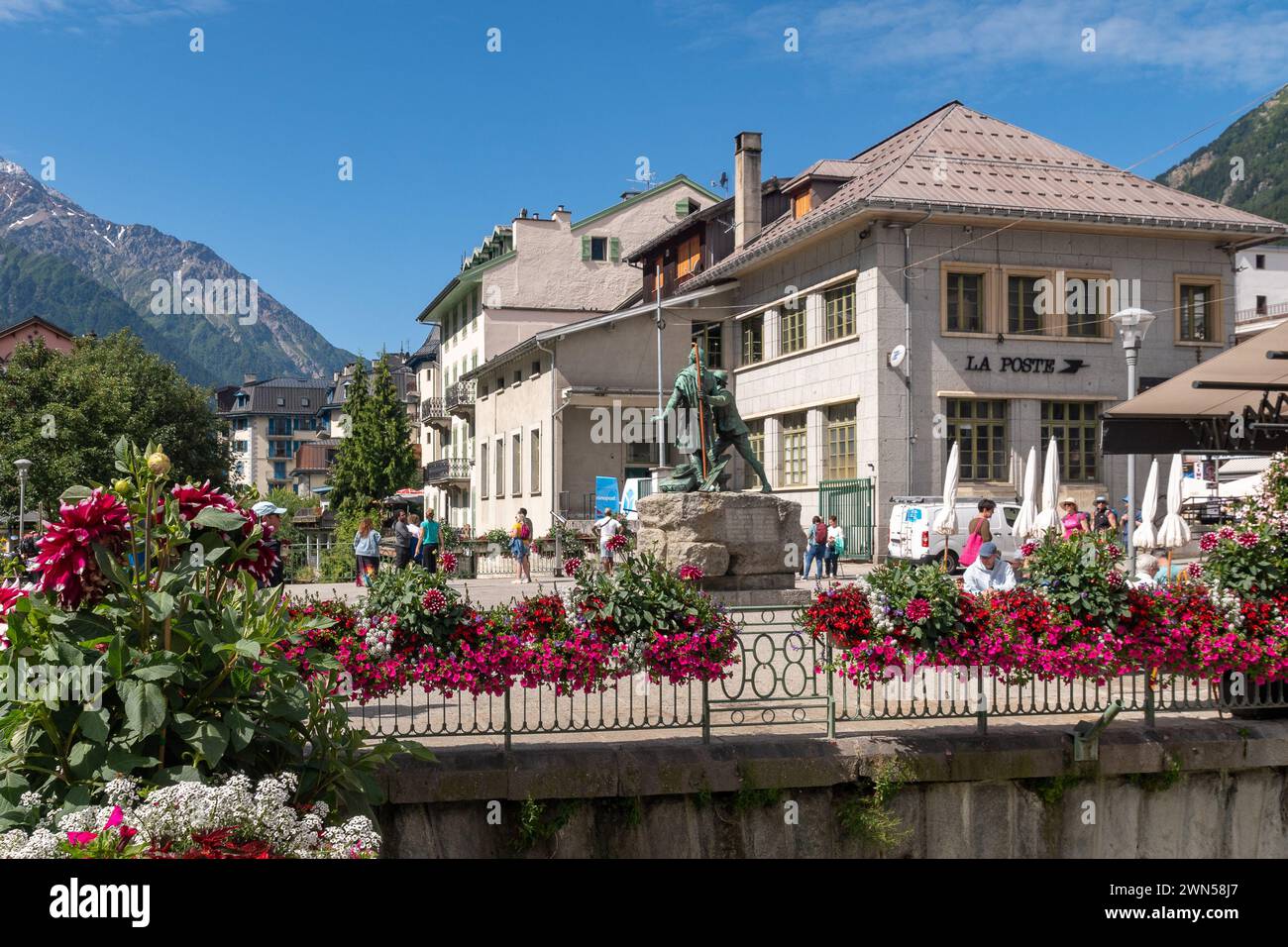 Place Balmat square with the monument to Jacques Balmat and Horace ...
