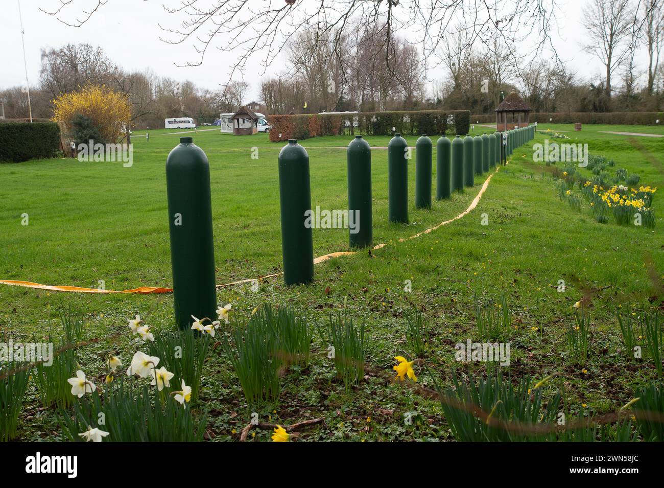 Crowmarsh Gifford, Oxfordshire, UK. 28th February, 2024. Water being ...