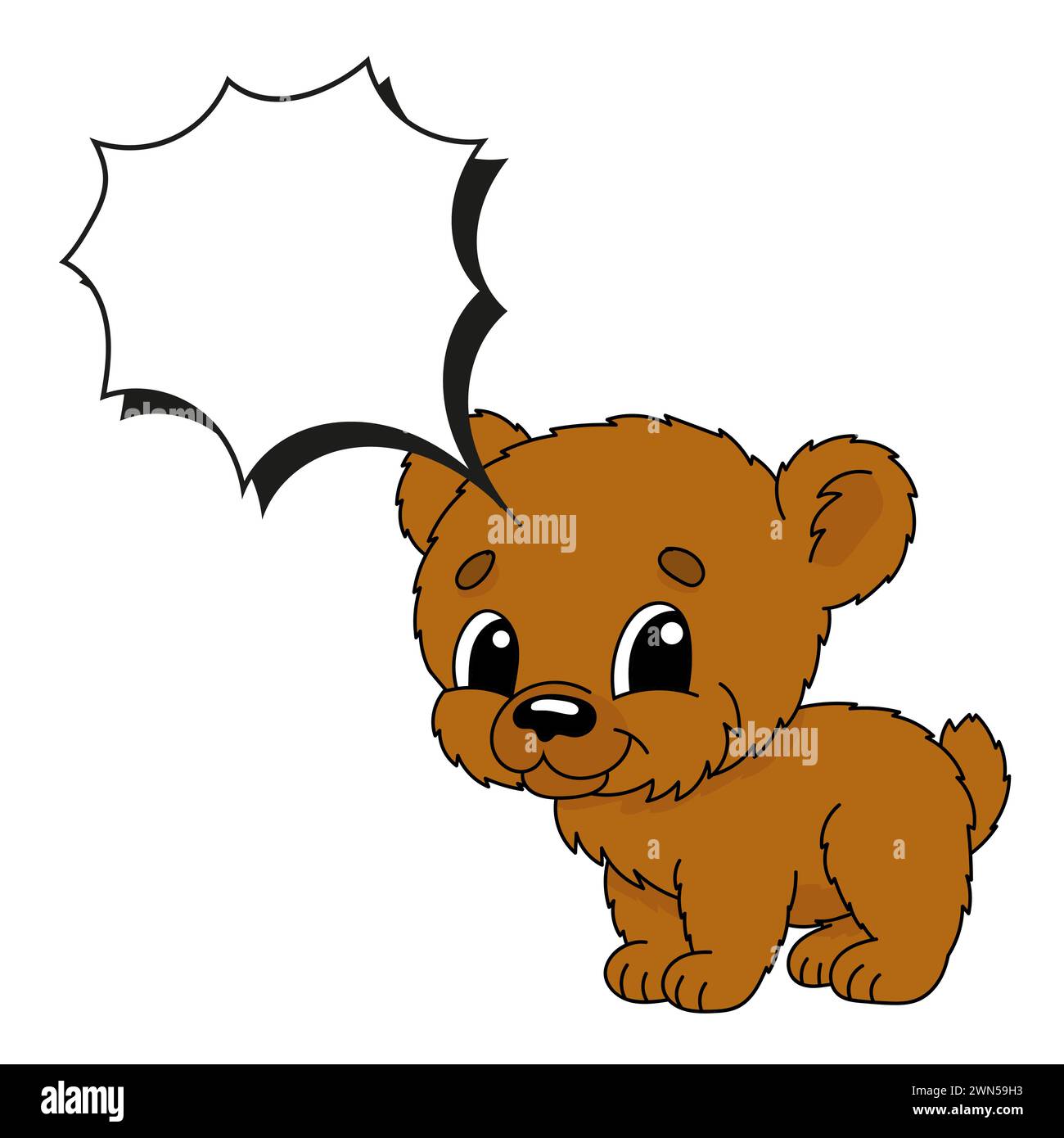 Speech bubble. With a cute cartoon character. Hand drawn. Thinking ...