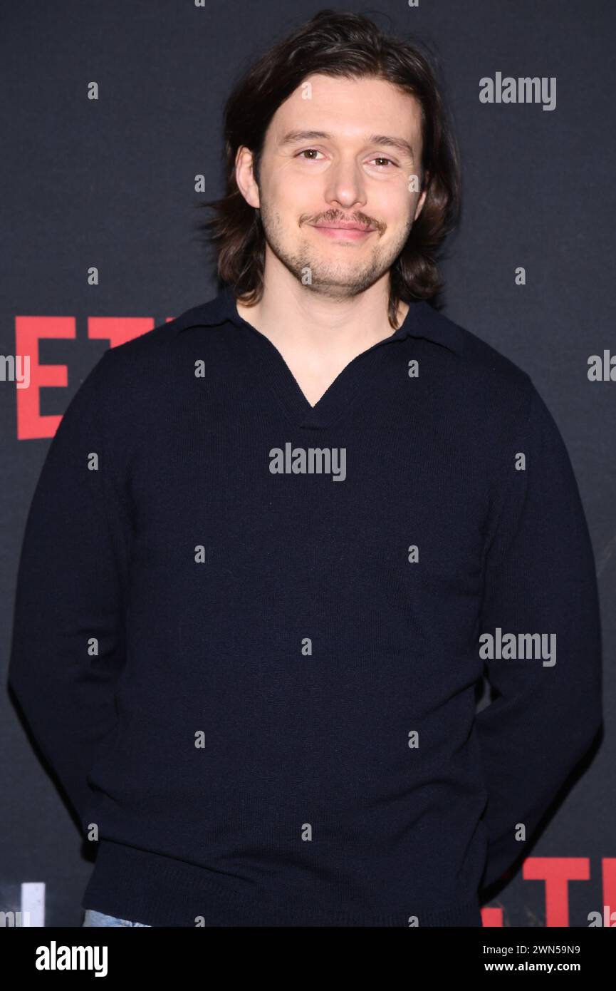 New York, USA. 29th Feb, 2024. Actor Nick Robinson attends Netflix's ...