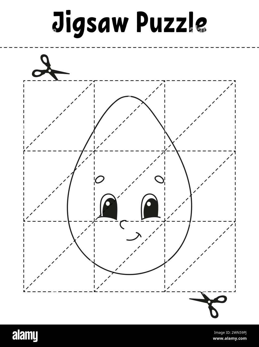 Jigsaw puzzle. Coloring page for kids. Vector illustration Stock Vector ...