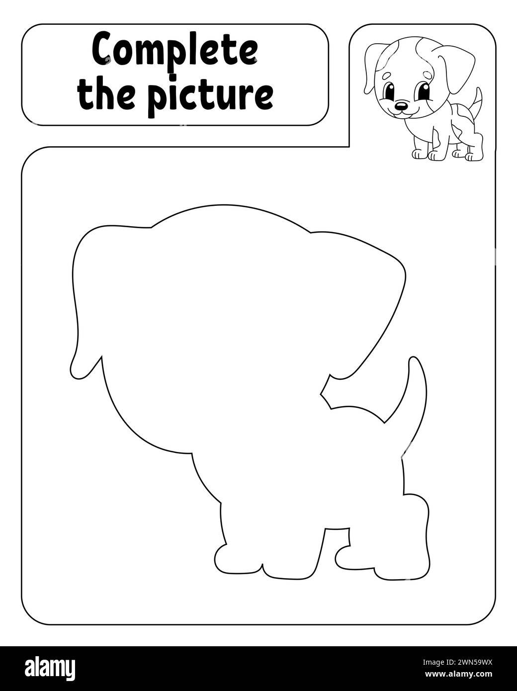 Complete the picture. Coloring page for kids. Vector illustration Stock ...