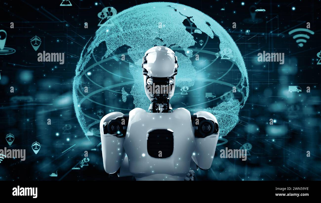 XAI 3d illustration Futuristic robot artificial intelligence huminoid ...