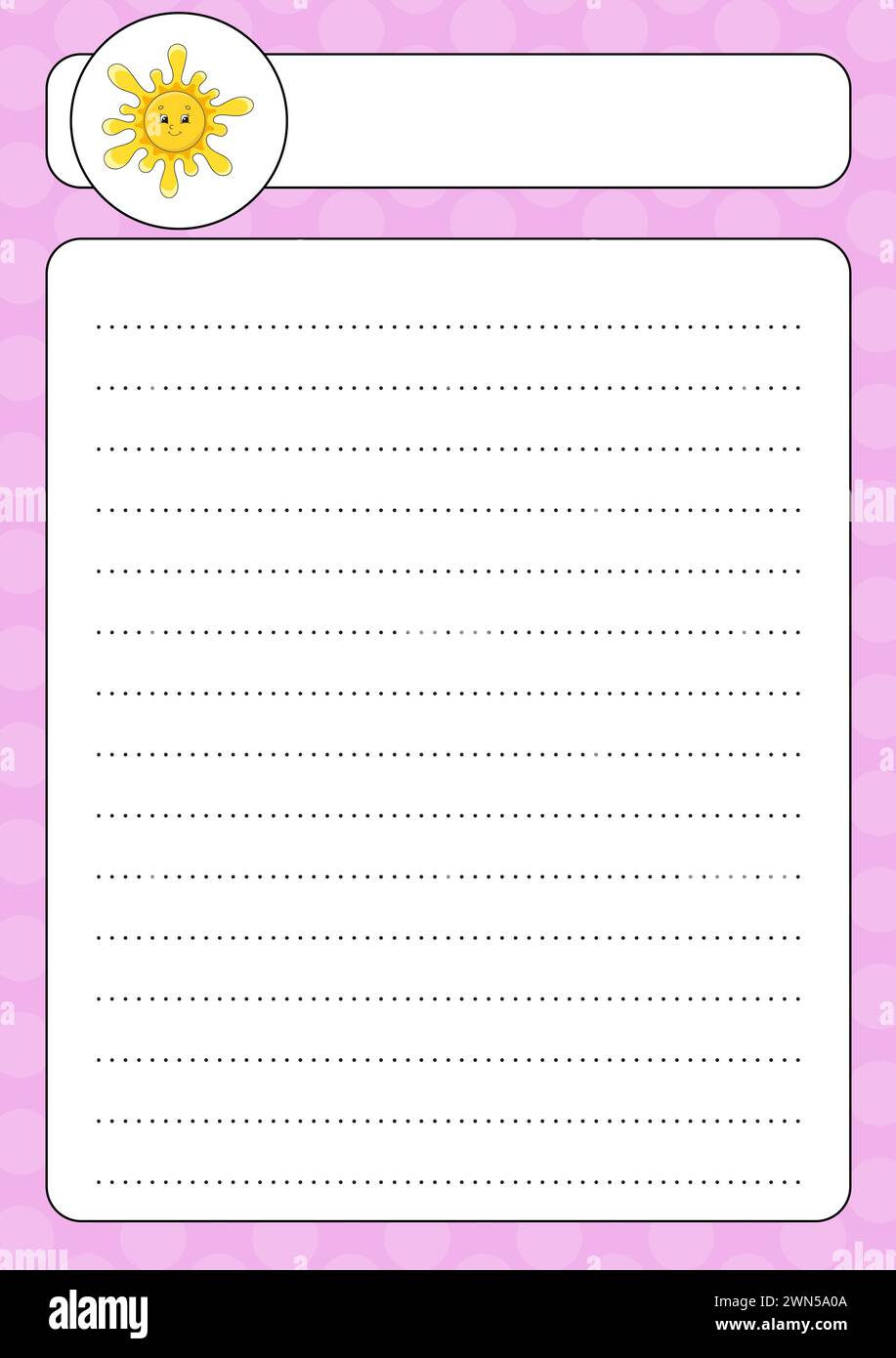 Lined sheet template. Handwriting paper. For diary, planner, checklist ...
