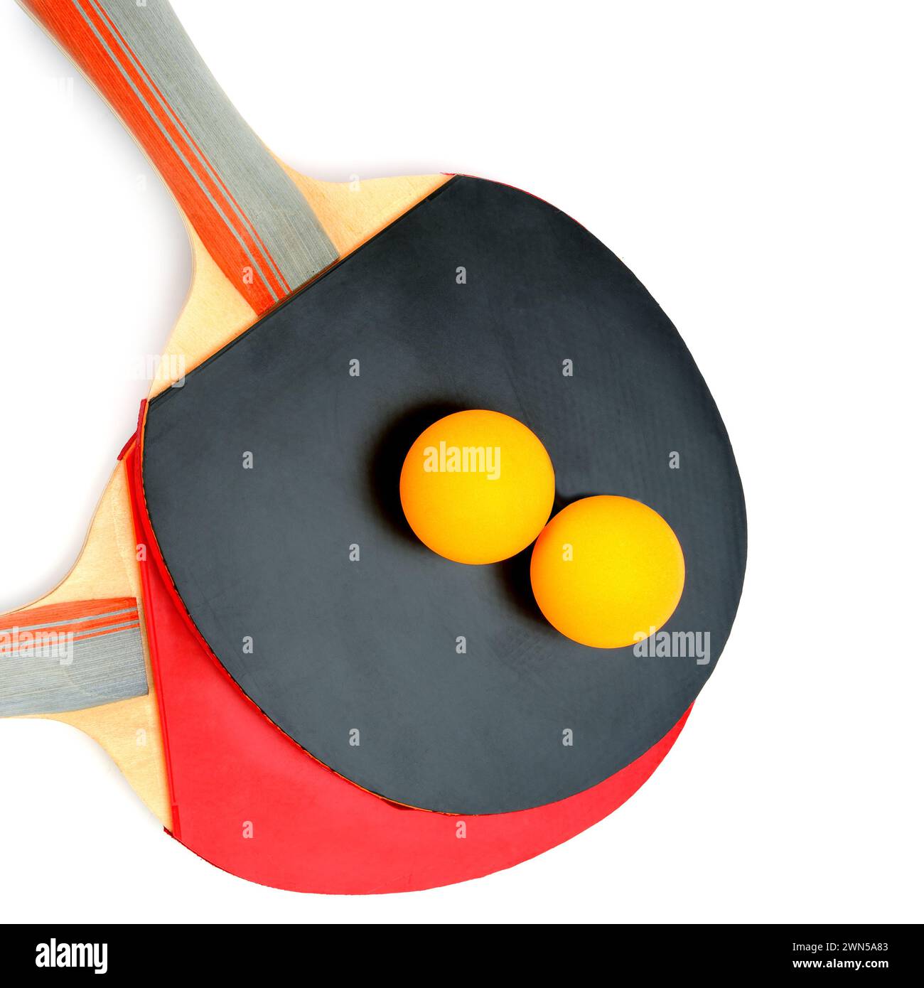 Tabletennis rackets and ball isolated on white background Stock Photo ...