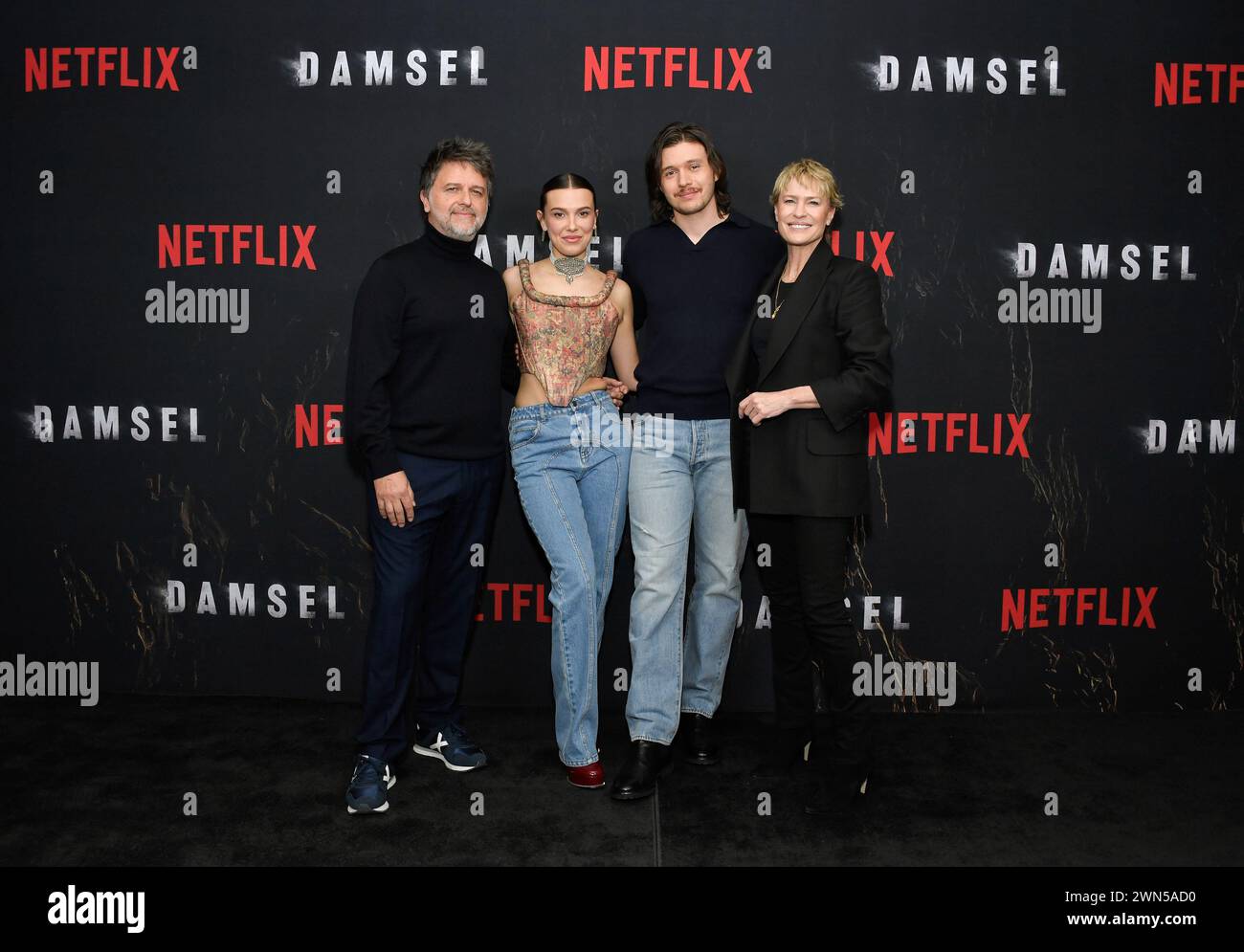 Juan Carlos Fresnadillo, left, Millie Bobby Brown, Nick Robinson and ...
