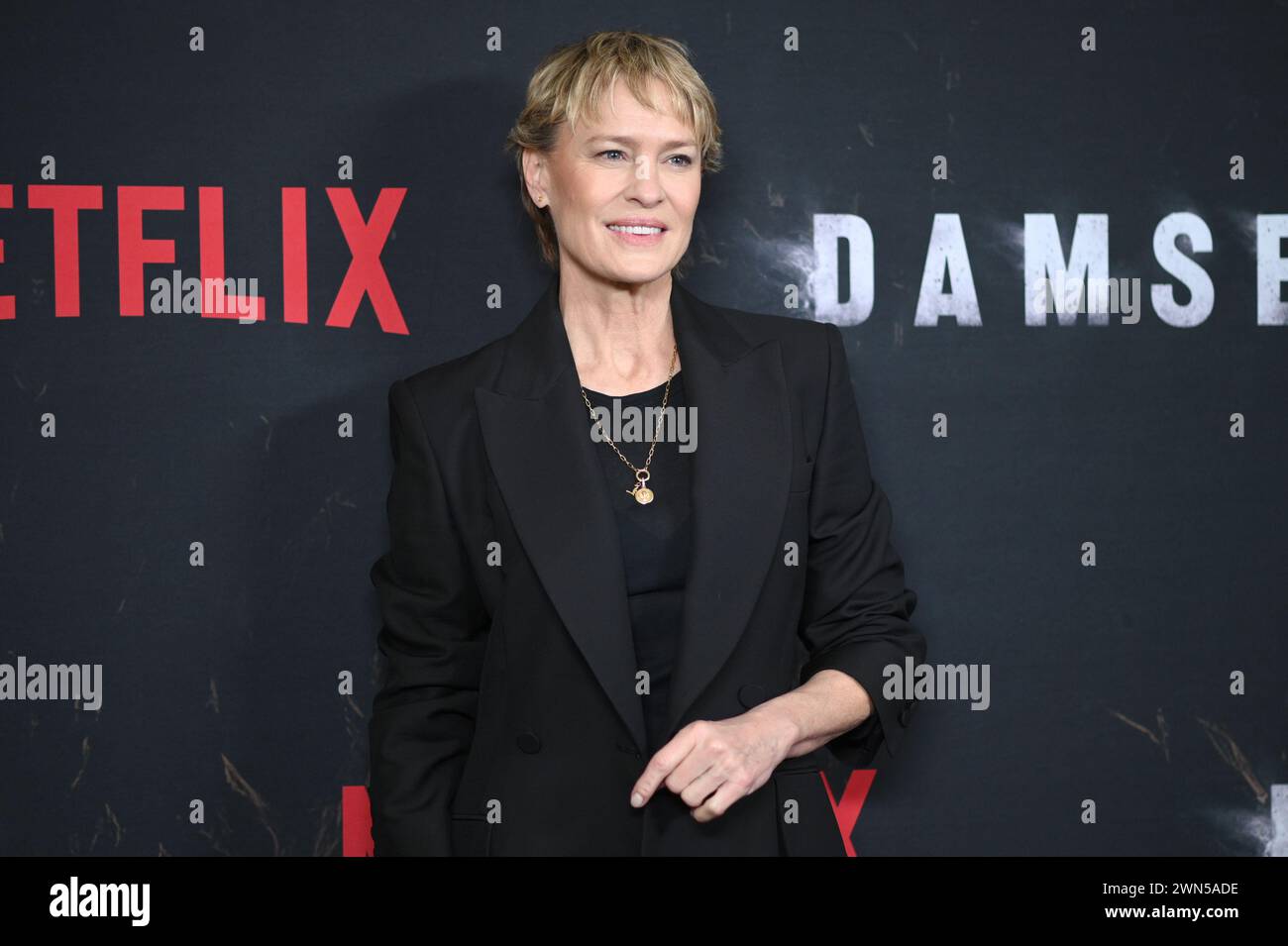 New York, USA. 29th Feb, 2024. Actor Robin Wright attends Netflix's ...