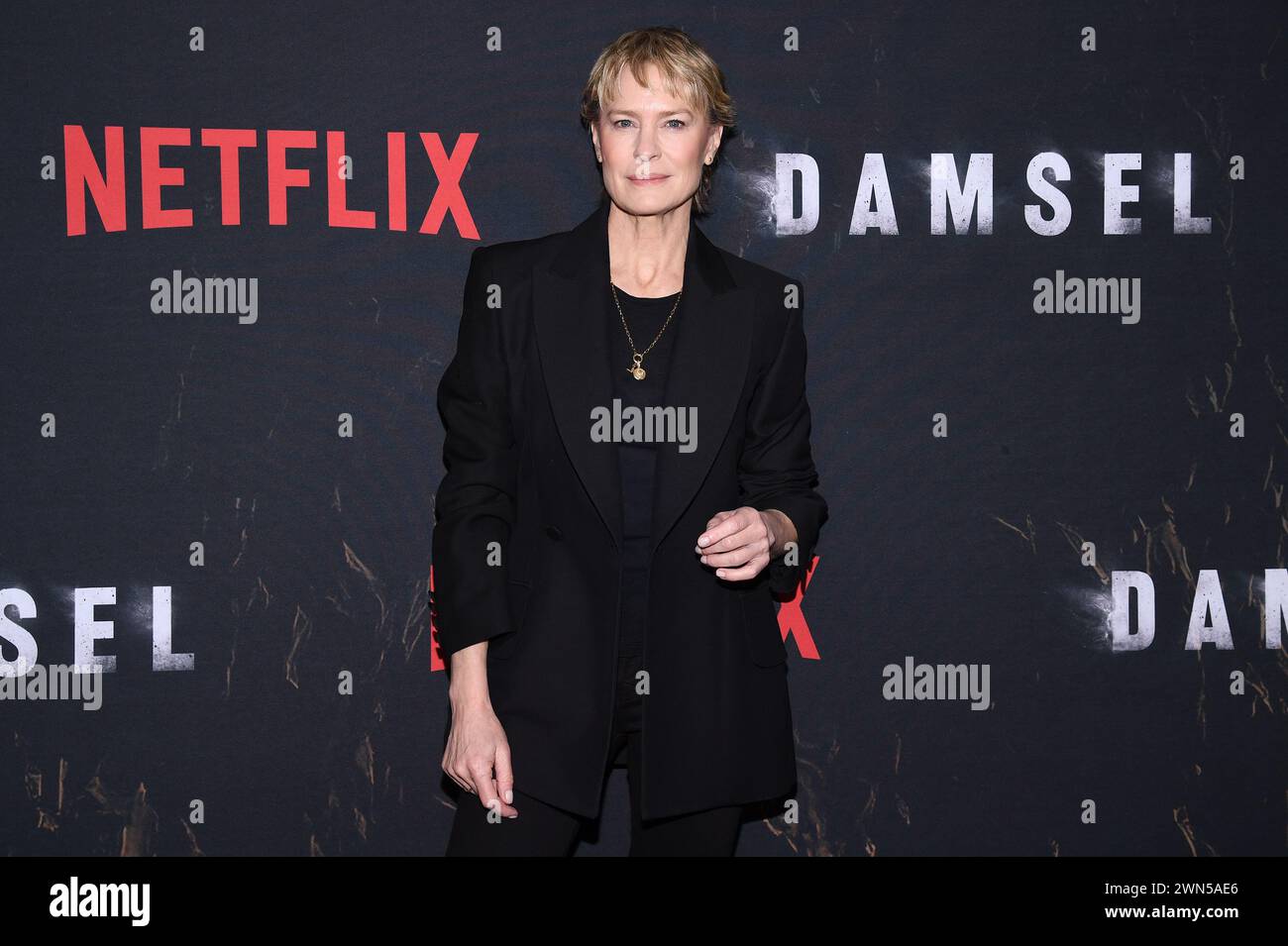 New York, USA. 29th Feb, 2024. Actor Robin Wright attends Netflix's ...