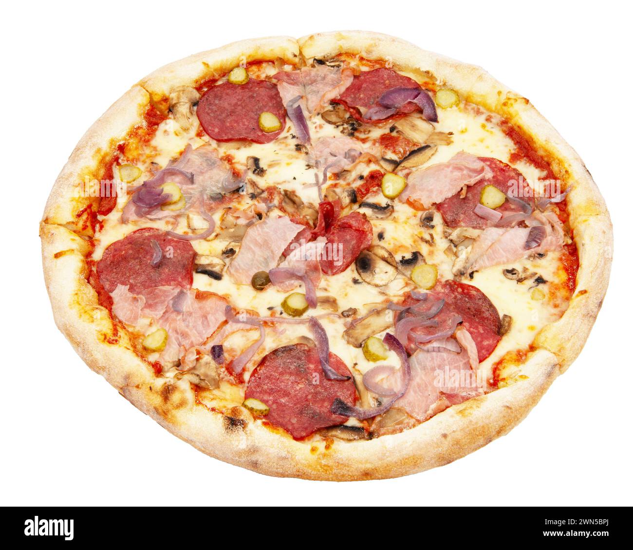 Delicious classic italian Pizza Pepperoni with sausages and cheese ...