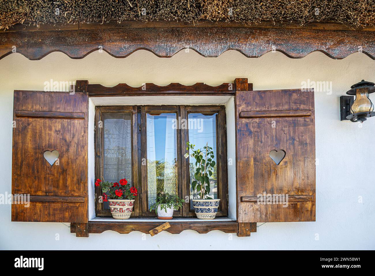Peasant house with beautiful decorations typical of the Lipovan ethnic ...