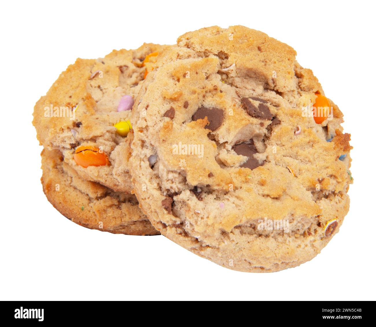 Sweet cookies with colorful candies isolated on white background Stock ...