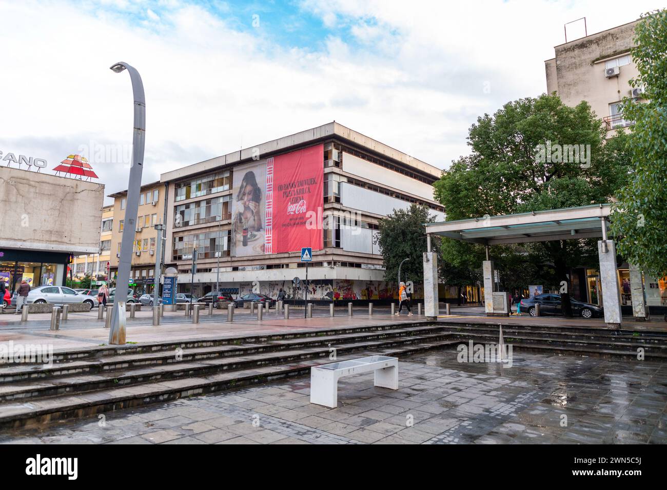 Podgorica, Montenegro - 12 FEB 2024: Trg republika, the Republic Square ...