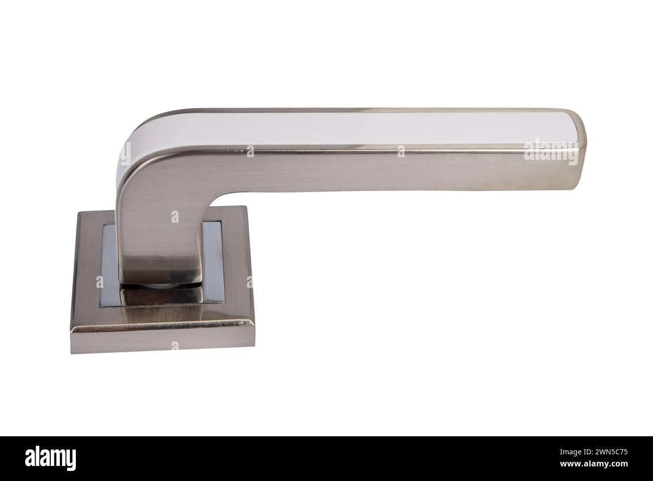Door handle made of metal on an isolated white background. Reliable ... Door handle made of metal on an isolated white background. Reliable ...