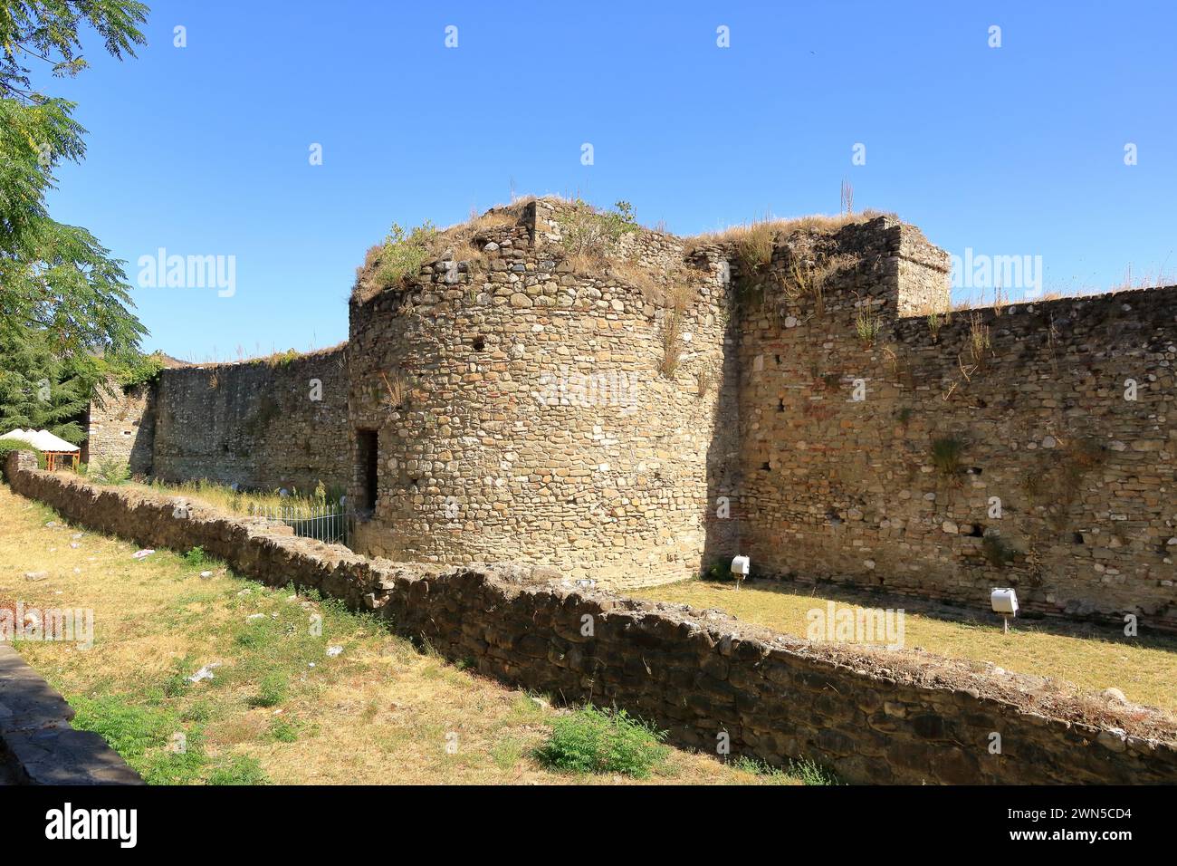 September 11 2023 - Elbasan in Albania: View of the walls of the Castle ...