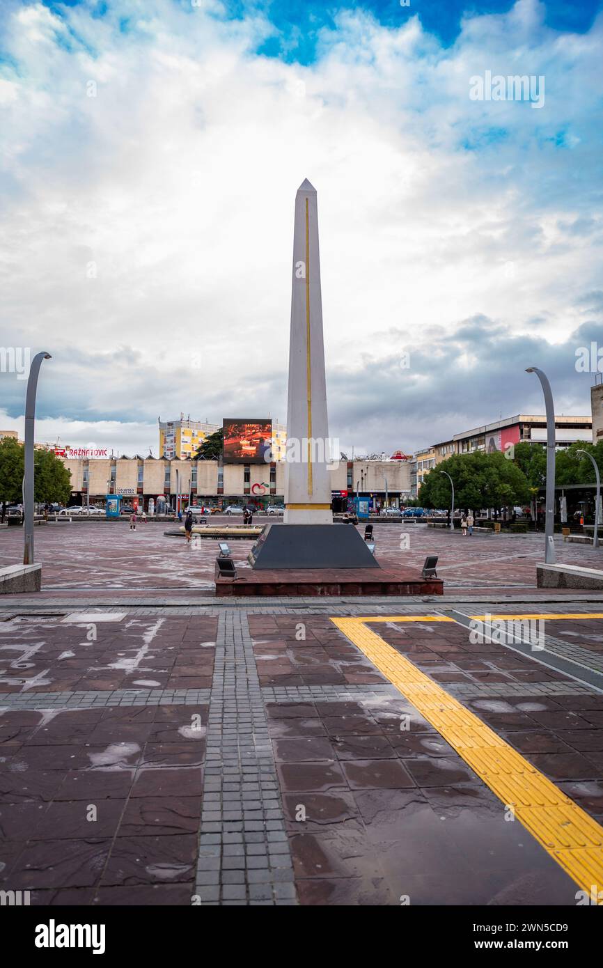 Podgorica, Montenegro - 12 FEB 2024: Obeslik at the Republic Square ...