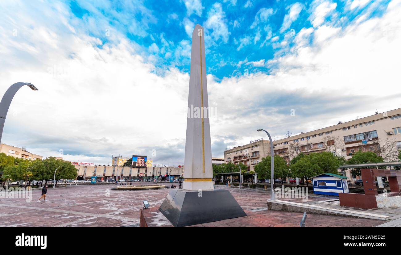 Podgorica, Montenegro - 12 FEB 2024: Obeslik at the Republic Square ...