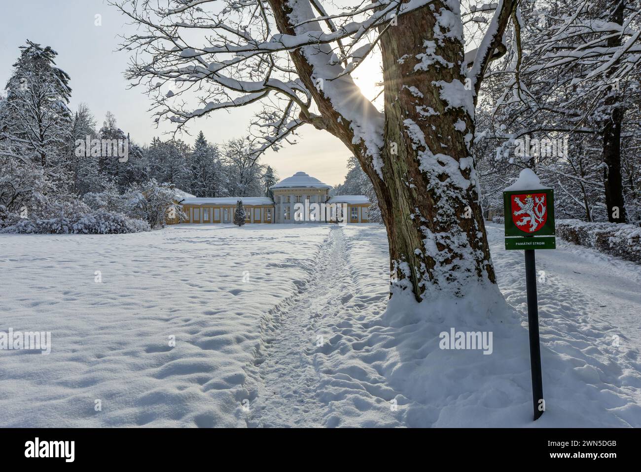 Marienbad, Czech Republic - December 4 2023: Yellow and white building ...