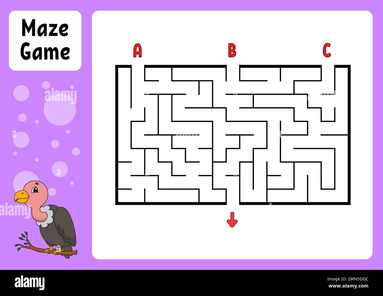 Rectangle maze. Game for kids. Three entrances, one exit. Education ...