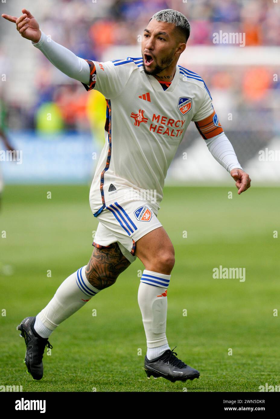 FC Cincinnati midfielder Luciano Acosta gestures during an MLS soccer ...