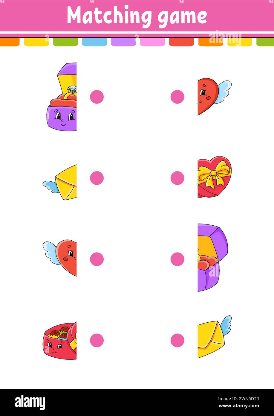 Matching game. Draw a line. Education developing worksheet. Activity ...