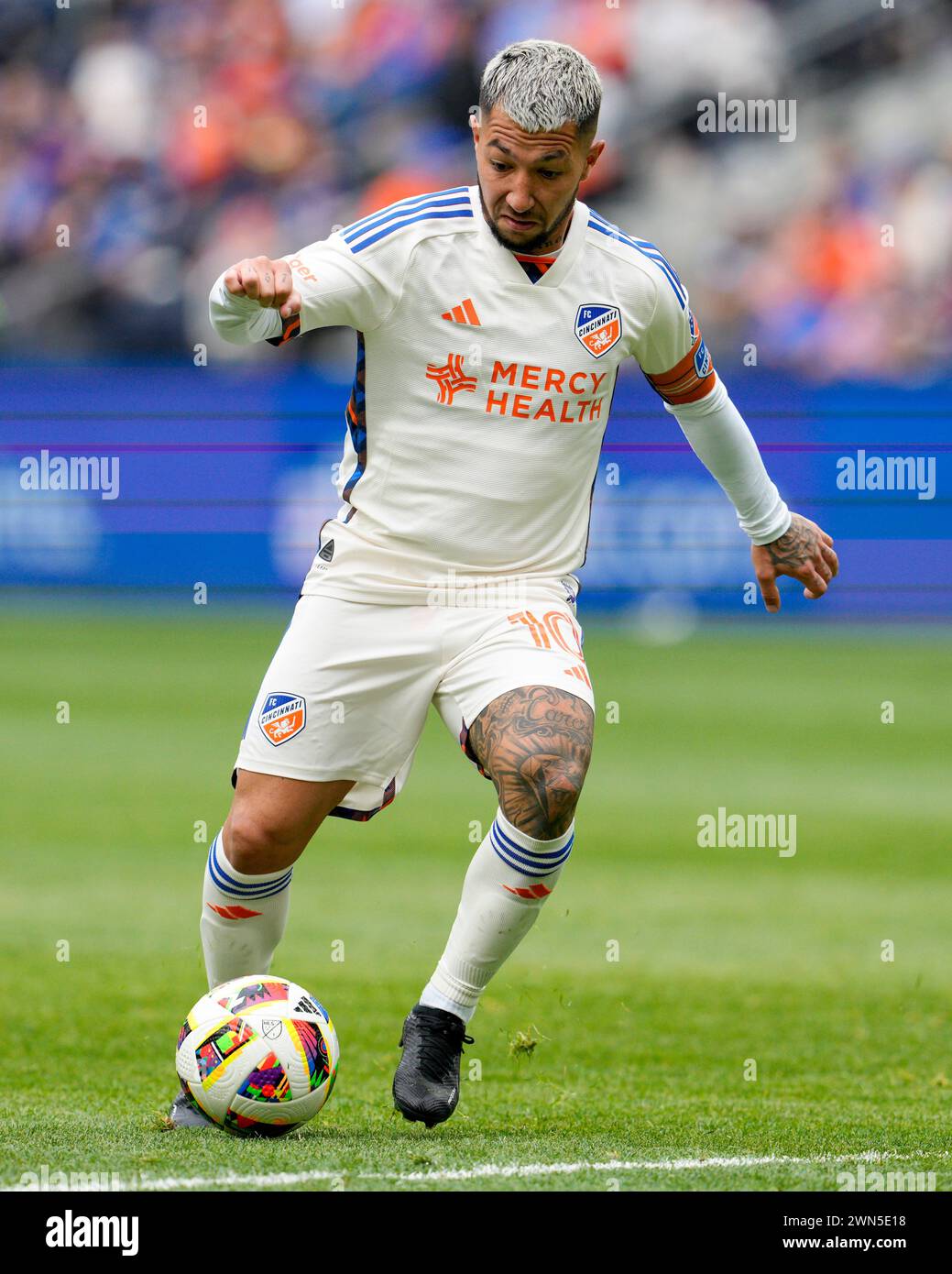 FC Cincinnati midfielder Luciano Acosta controls the ball during an MLS ...