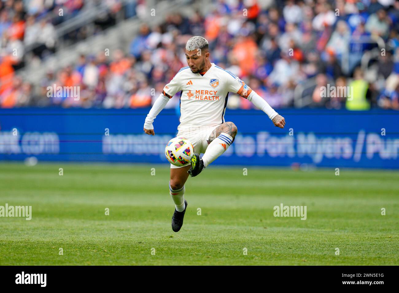 FC Cincinnati midfielder Luciano Acosta controls the ball during an MLS ...