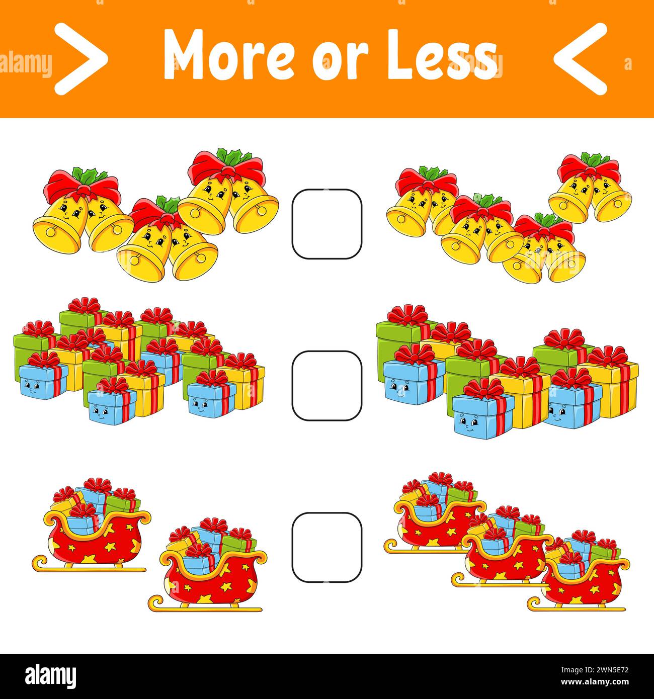 More or less. Educational activity worksheet for kids and toddlers ...