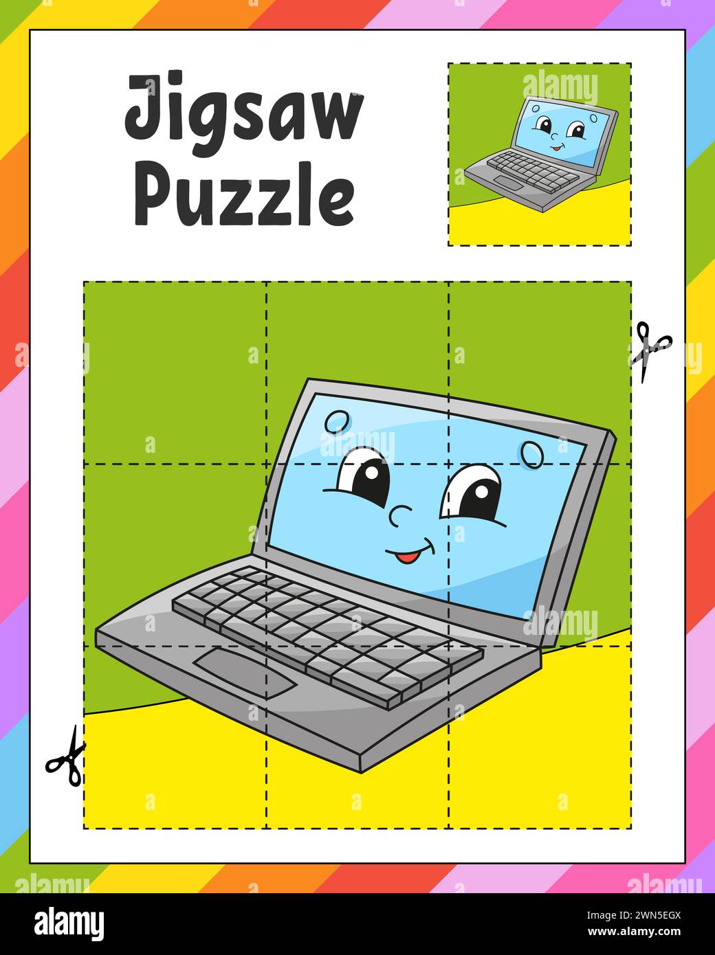 Jigsaw Puzzle. Cut and play. Square puzzle. Logic game for kids ...